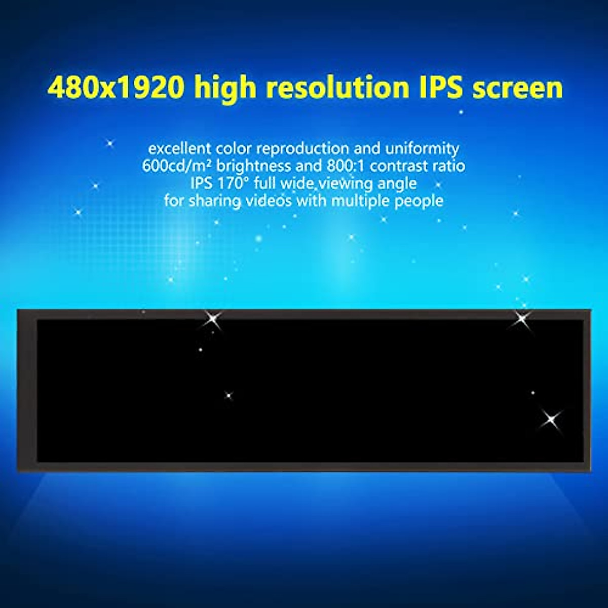 GOWENIC 8.8 Inch Touch Screen Monitor, 480x1920 High Resolution IPS Screen, Portable LCD HD Sub Screen Computer Monitor Panel for RasPi for Windows HDR