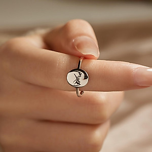 FUNYCHEN Sterling Silver Pinky Promise Ring for Women Mother Daughter Ring Dainty Friendship Ring for Bestie Minimalist Signet Valentine's Day Gifts Matching Rings for Couple US Size 5-10 (silver, 7)