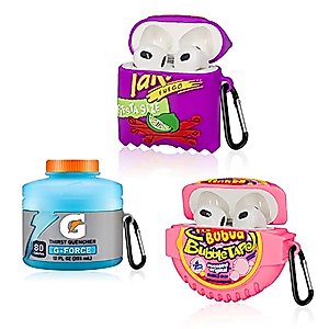 [3Pack] Cute Cover Airpods 3rd Generation Case, Sport Water+Tekis Potato+Bubble Gum Air pods 3 Silicone Case Funny 3D Cartoon Food Design for Airpods 3rd Generation Charging Case for Boys Girls Kids