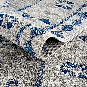 Bloom Rugs Tribal Geometric Blue Multicolor Runner - Boho 10 ft Runner for Entryways and Hallways (2'7" x 10')