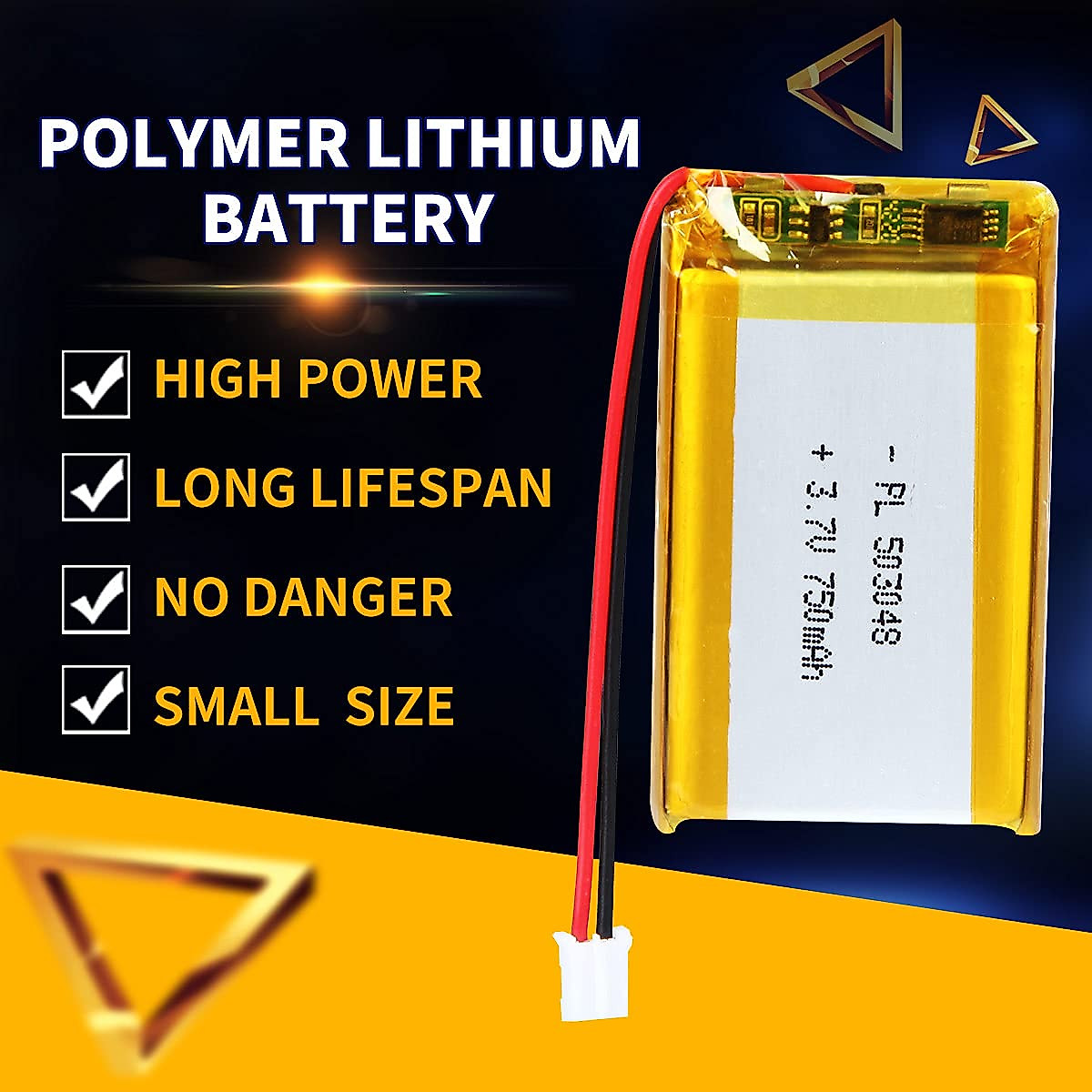 YDL 3.7V 750mAh 503048 Lipo battery Rechargeable Lithium Polymer ion Battery Pack with JST Connector