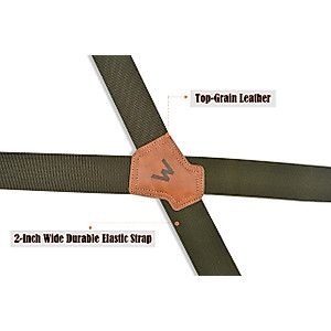 WELKINLAND Green suspenders for men, 2 inch wide suspenders, Work suspenders, Suspenders military, Camo suspenders for men, Suspenders with belt loops, Heavy duty work suspenders