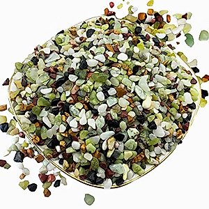 ZHUDDONG Aquarium Gravel,Gravel for Fish Tank,Natural Polished Decorative Gravel,Mixed Color Stones,for Aquariums,Landscaping,Vase Fillers-3LB (Jade)