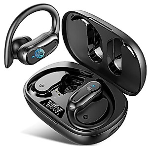 Wireless Earbuds Bluetooth 5.3 Headphones 42Hrs Playtime in Ear Buds Sports Earphones with Hi-Fi Stereo, Over-Ear Earhooks Headset with Dual LED Display/IP7 Waterproof/Noise Cancelling for Workout