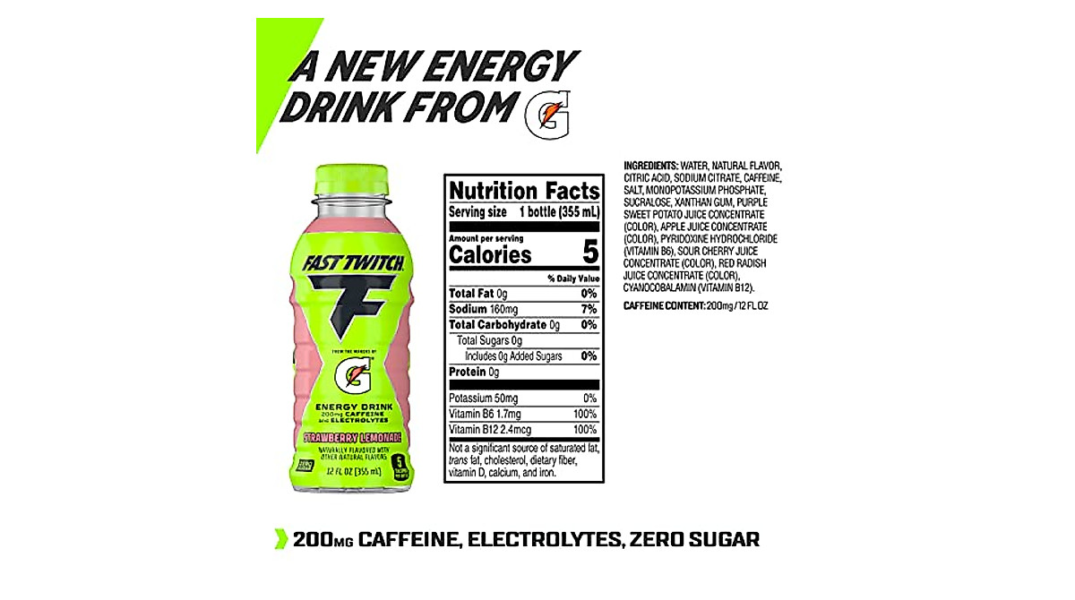 Gatorade Fast Twitch Energy Drink Strawberry Lemonade - Zero Sugar ...