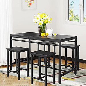 DKLGG Dining Table Set for 4/Bar Table Set, Kitchen Table with 4 Chairs for Living Room, Table and Chairs Dining Set 4 Piece Set for Bar, Pub, Apartment, Restaurant