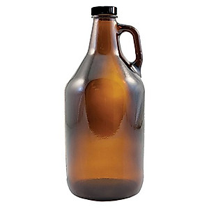 FastRack Set of 6 - 1/2 gal (64oz) Amber Beer Growlers - Comes with 12 Extra Poly Seal Caps