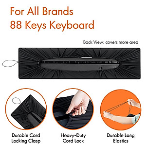 Piano Keyboard Dust Cover, 88 Keys Piano Music Keyboard Dirt Proof Cover Stretchy Electronic Keyboard Piano Cover Electronic Keyboard Cover With Durable Elastic & Cord Lock Must Have Piano Accessories