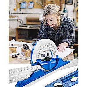 4PCS 12 Inch Combination Square Ruler Set Protractor Satin, 4-R Graduation, Ideal for Woodworking Metalworking Cabinets Joinery Steel Iron Case