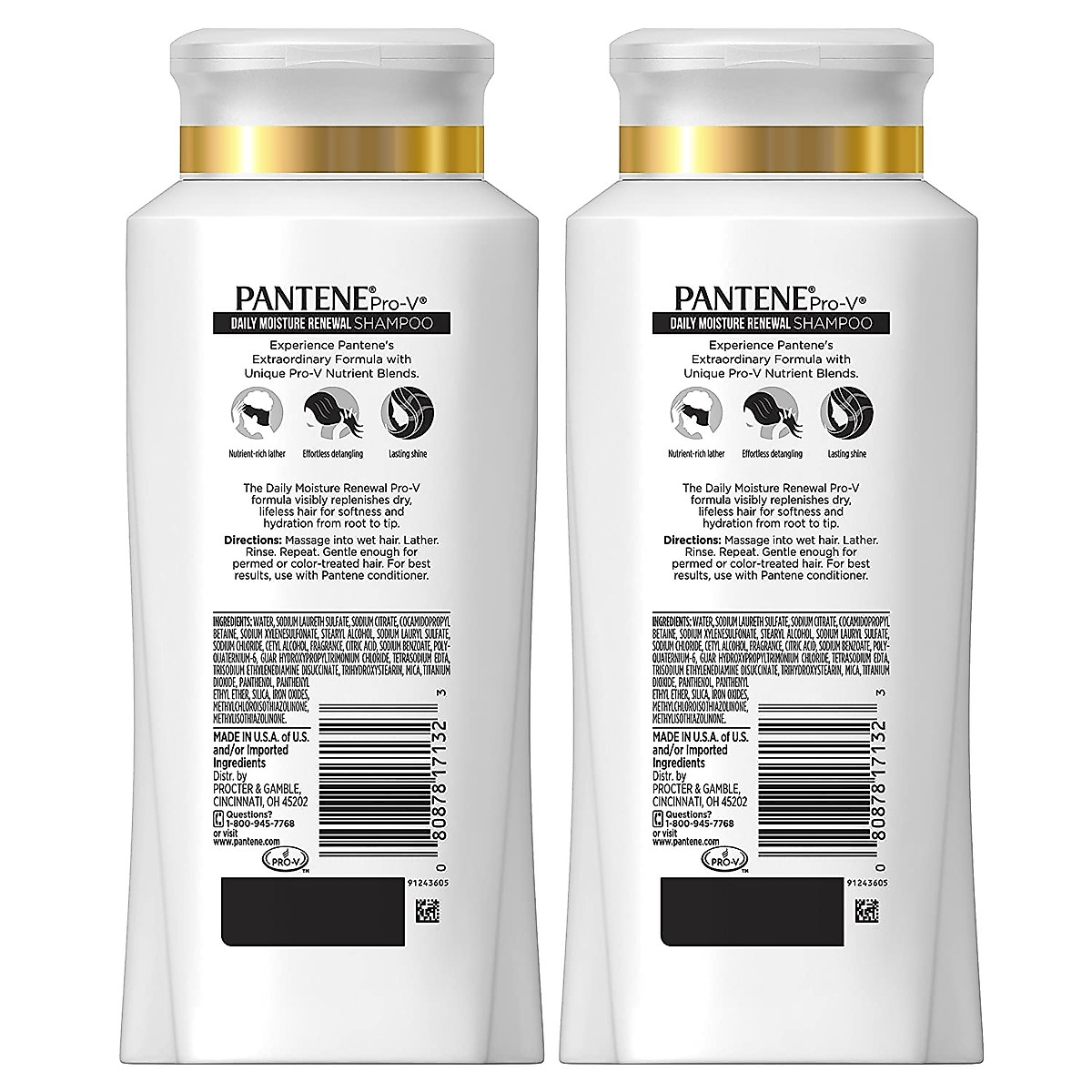 Pantene, Shampoo, Pro-V Daily Moisture Renewal for Dry Hair, 25.4 Fl Oz (Pack of 2), Twin Pack