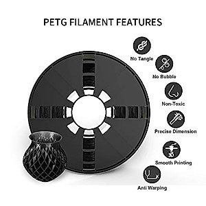NOVAMAKER PETG Black Filament 1.75mm ,Toughness Enhanced petg Vacuum Sealed,Accuracy +/- 0.02mm, 1kg(2.2lbs) Spool, 3D Filament petg