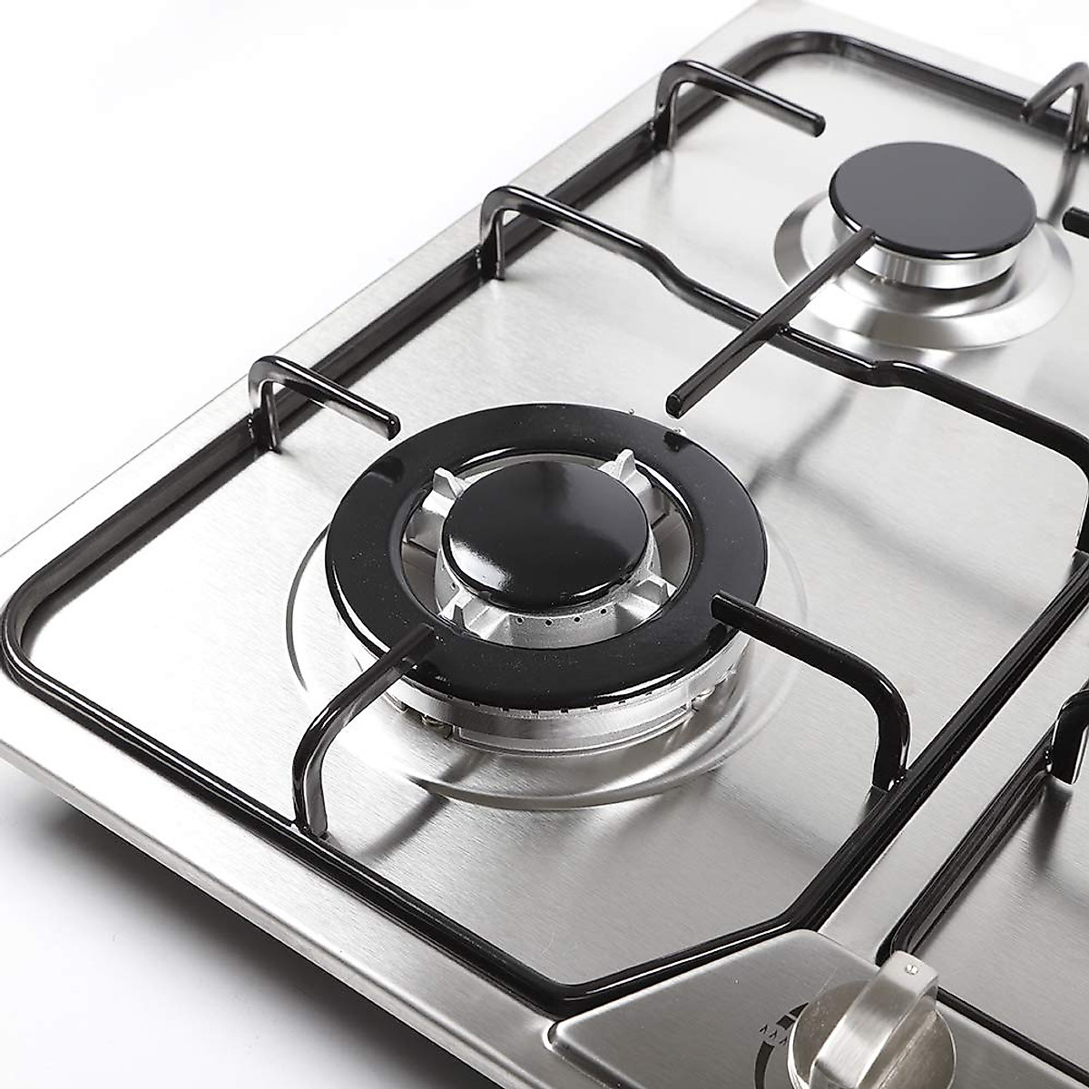 4 Burner Natural Gas Cooktop, Portable Gas Stove, Built-In Natural Gas Stove Cooker Stainless Steel Cooktop Cast Iron Grates Gas Stovetop, for Apartment, Indoor (Not Included Gas Pipe)