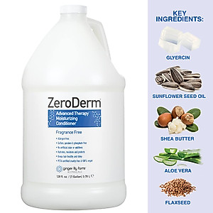 Ginger Lily Farms Botanicals ZeroDerm Advanced Therapy Moisturizing Conditioner for All Hair Types, 100% Vegan, Cruelty and Fragrance Free, 1 Gallon Refill, White, Unscented, 128 Fl Oz