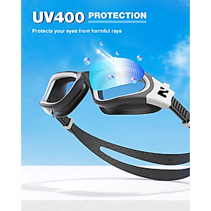 ZIONOR Swim Goggles, G1 SE Swimming Goggles Anti-fog for Adult Men Women (A0-Clear Lens Black White Frame)