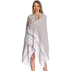 (Set of 6) XXL Turkish Cotton Bath Beach Hammam Towel Peshtemal Throw Fouta Blanket Set