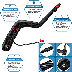 Rear Wiper Arm Blade Replacement for 2007-2012 Genuine GMC Acadia/Saturn Outlook, Replaces Original Equipment Wiper Arm Set - Factory OEM Style