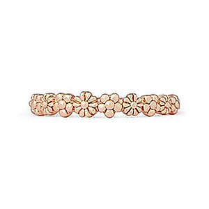 Pura Vida Rose Gold Floral Stackable Ring - Sterling Silver Band, Size 7