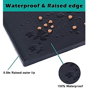 Luccov Trash Can Mat, Waterproof Raised Edge Silicone Under Garbage Can Mat, 11.8" X18.9" Non-Slip Trash Can Pad for Kitchen Office Bedroom Reduce Floor Carpet Wall Scratches, Black