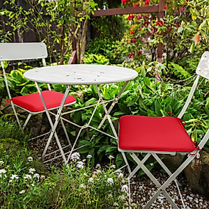 GUEGLSA Outdoor Indoor Waterproof Seat Cushions,16x16 Inches Patio Chair Cushion with Ties,Machine Washable Seat Pad for Home Garden Kitchen Dining Office Chair,Set of 2, Red