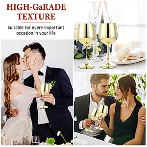 12 Pack Stem Stainless Steel Wine Glasses Gold 18 oz Unbreakable Stemware Portable Shatterproof Metal Goblet Glasses Wine Drinkware for Wedding Camping Champagne Cocktails Banquet Party