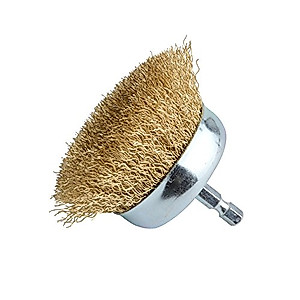 Gunpla 3" Wire Cup Brush with 1/4" Hex Shank Hardened Brass Steel Crimp Wheel Heavy Duty Wires Brushes for Metal, Removal of Rust Corrosion Paint