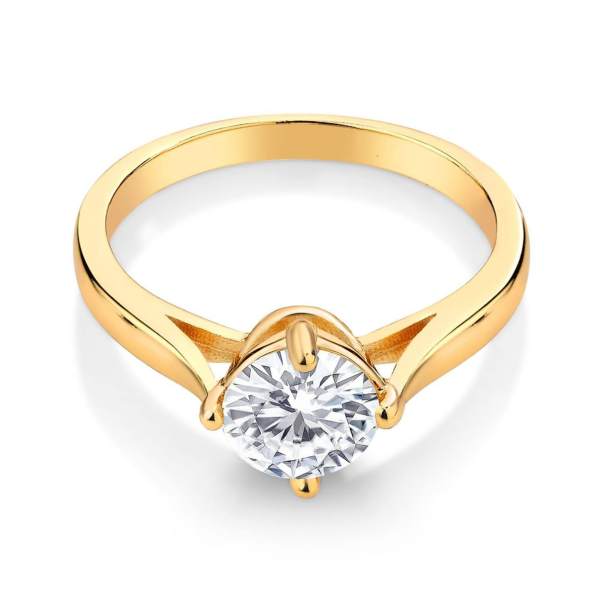 Gem Stone King White Moissanite Wedding Engagement Solitaire Anniversary Promise Ring (0.80 Cttw, Round 6MM, Available In Size 5, 6, 7, 8, 9)