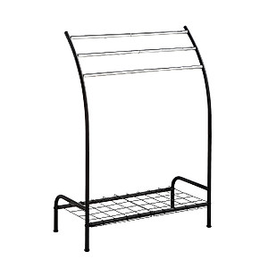 SunnyPoint Freestanding 3 Hanging Bar Towel Rack with Bottom Shelf (WHT)