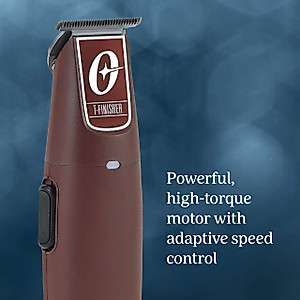Oster Professional Cordless Hair Trimmer with Rechargeable Battery and Ergonomic Design, T-Finisher T-Blade Trimmer, Burgundy
