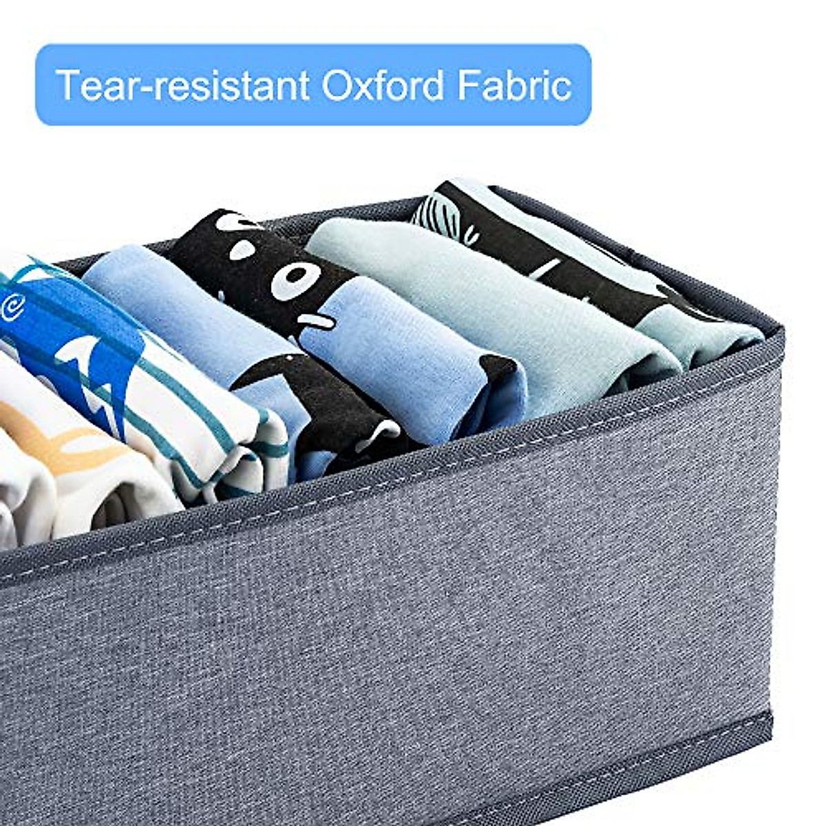 ULG Clothing Drawer Organizer Machine Washable Closet Drawer Dividers Foldable Sock Underwear Organizer Closet Dresser Drawer for Bras Socks Ties Belts Scarves Nursery Baby Clothe (Light Grey)