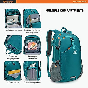 SKYSPER Packable Hiking Backpack 40L Lightweight Waterproof Backpack Travel Daypack for Men Women(Cyan)