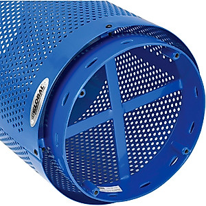 Global Industrial 55 Gallon Perforated Steel Receptacle with Flat Lid, Blue