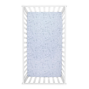 Trend Lab Modern Baby Crib Bedding Set for Boys | Simple Safari 4 Piece Nursery Décor Quilt, 2 Fitted Crib Sheets, and Dust Ruffle Skirt - Blue, 80015