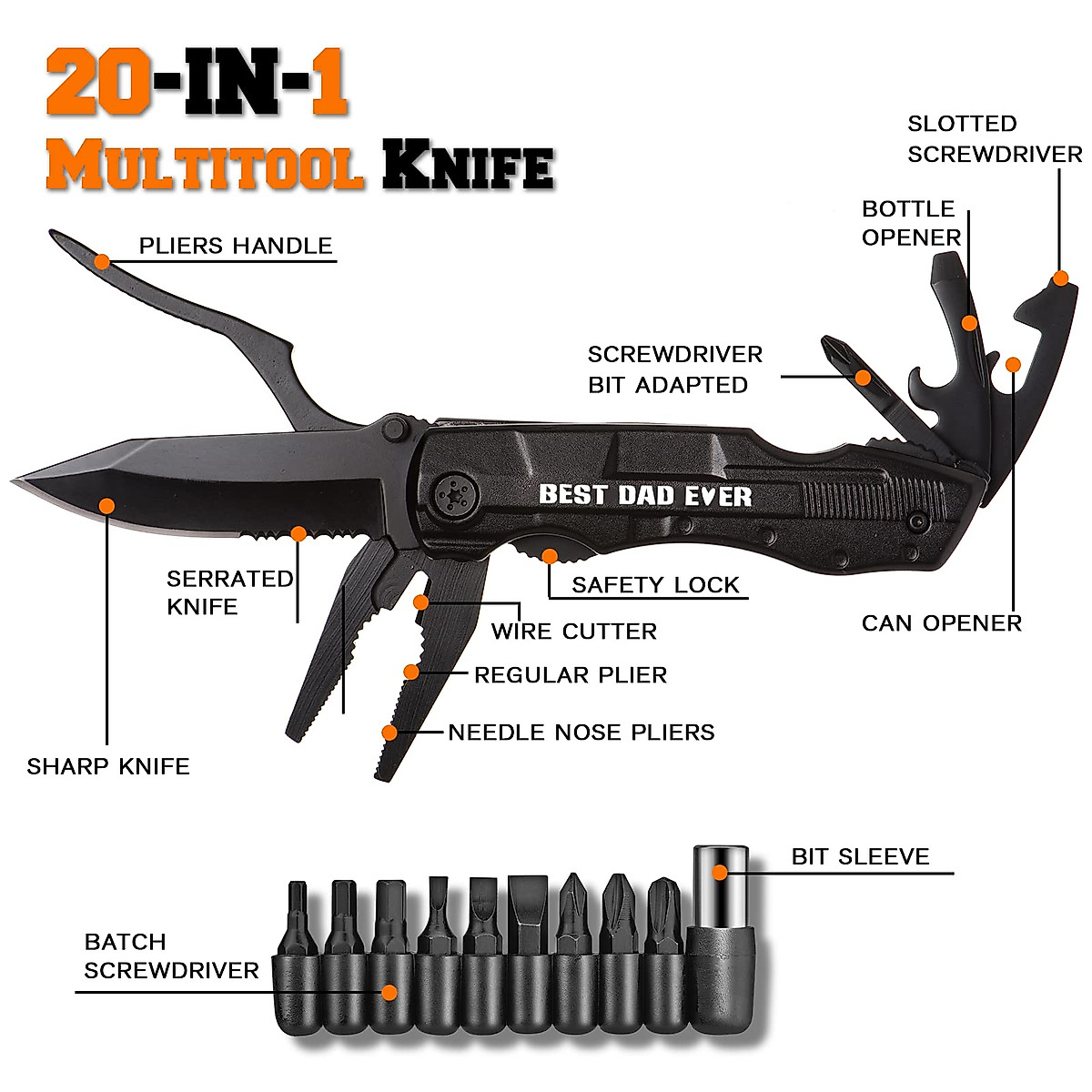 Gifts for Dad from Daughter, Fathers Day Birthday Gifts for Dad, Pocket Knife for Stocking Stuffers, Multitool Gadget for Christmas Dad Gifts, Stocking Stuffers for Dad