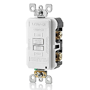 Leviton Blank Face GFCI, 20 Amp, Self Test, LED Indicator Light, Provides GFCI Protection where an Outlet is not Needed, GFRBF-W, White