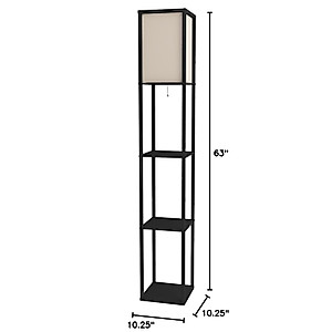 Adesso 3138-01 Wright 63 In. Floor Lamp - Smart Switch Compatible Light Fixtures with Two Storage Shelves. Lighting Accessories , Black
