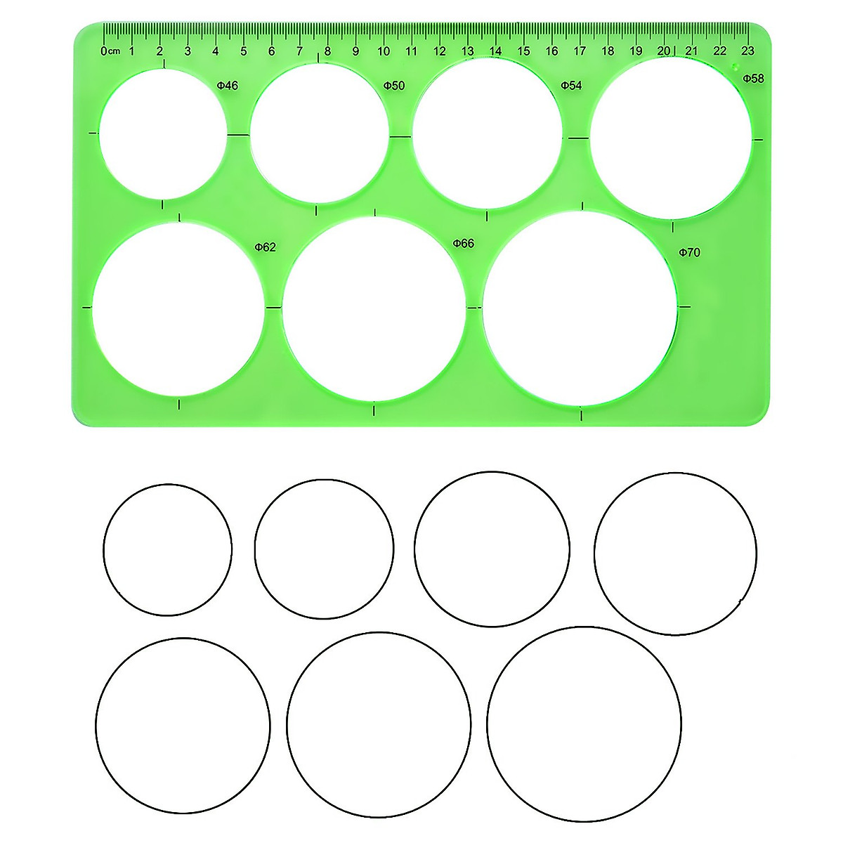 Circle Template 3 Pieces Plastic Circle and Oval Templates Measuring Templates Rulers Digital Drawing for Office and School Building Formwork Drawings Templates (Clear Green)
