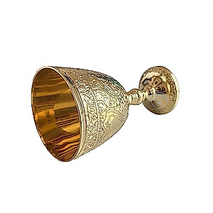 EXNOT Brass Vintage Chalice Goblet | 1x Royal Wine Cups of King Arthur - Renaissance Medieval Gifts for Communion, Christmas Pack of 1pc Royal Chalice Catholic Church, Baptism, Confirmation, Holy.