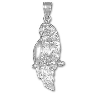 925 Sterling Silver Amazon Parrot Charm Pendant