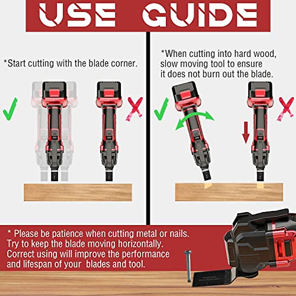 Adust 50 Wood Multitool Blades Kit Multi Tools Blades Oscillating Saw Blades Fit Dewalt Tools Ryobi Bosch Ridgid Milwaukee Rockwell Fein Multimaster Craftsman Oscillating Tool Blades (50)