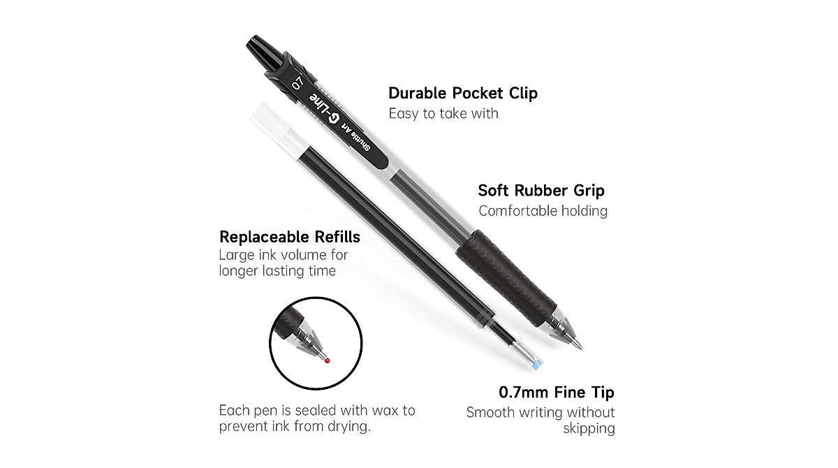 Black Gel Pens 46 Pack - Smooth, Reliable Writing for School & Office