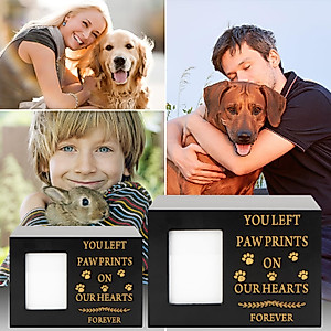 Pet Urns for Dog or Cat Ashes, Wooden Pet Memorial Urns with Photo Frame, Pet Cremation Urns Keepsake Memory Box with Black Flannel as Lining, Loss Pet Memorial Remembrance Gift (Black)