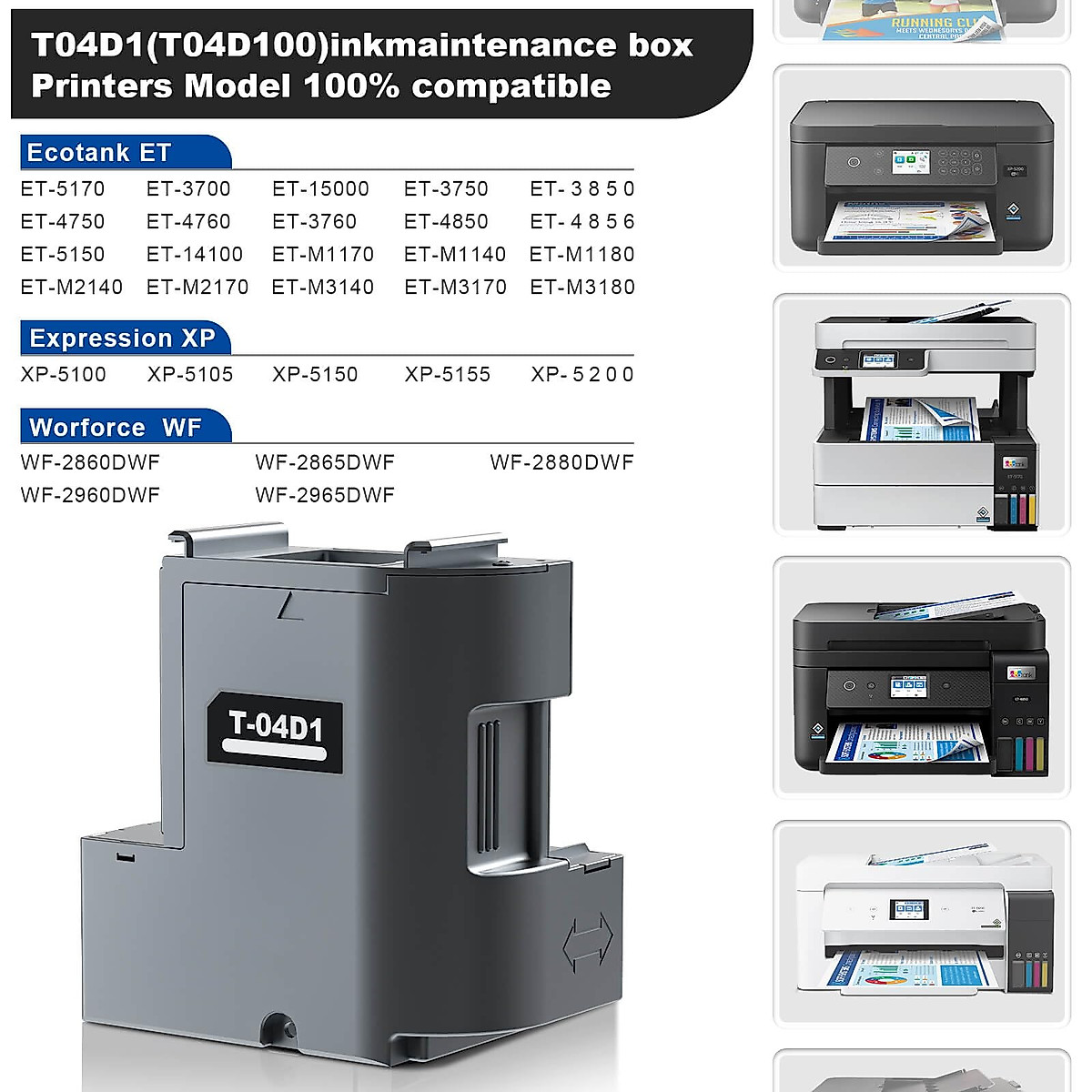 Spaceink T04D1 Ink Maintenance Box for ET-15000 ET-3750 ET-3760 ET-4750 ET-4760 ET-3850 ET-4850 WF-2860 XP-5100 ET-3710 ET-5150 ET-3830 ET-M1000 ST-3000 ET-M2170 Printers. TO4D1/TO4D100/EWMB2/04D1