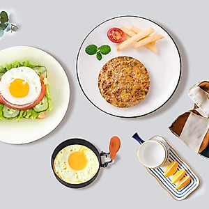 Colacoo Eggs Rings, 4 Pack Stainless Steel Egg Cooking Rings, Round Mold for English Muffins, Griddle Cooking Shaper for Breakfast, Pancake Mold for frying Eggs and Omelet with 4 Silicone Handle