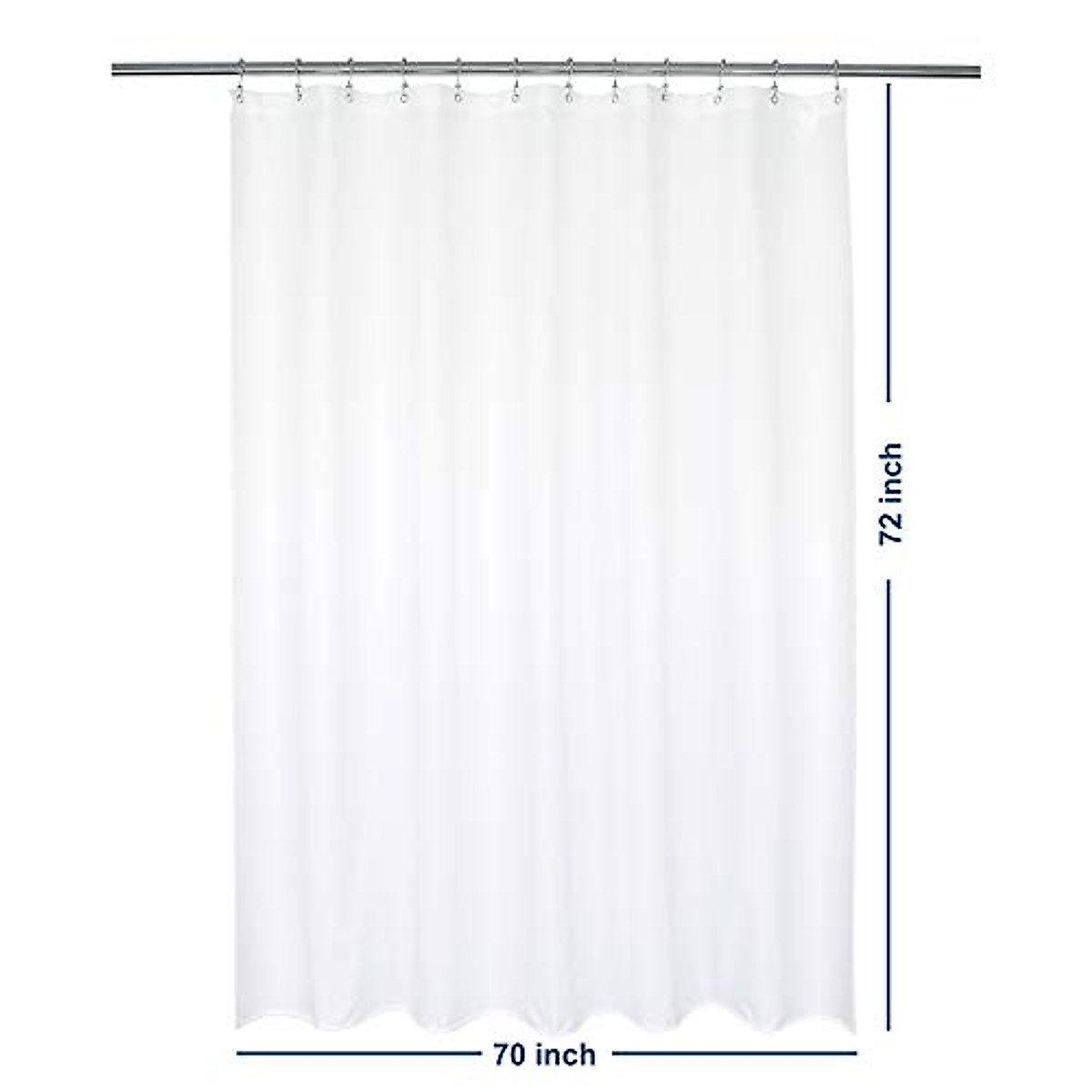 Barossa Design Waterproof Fabric Shower Curtain Liner Microfiber 70" W x 72" H - Hotel Quality, Machine Washable, White Shower Liner for Bath Tub, 70x72 Inches