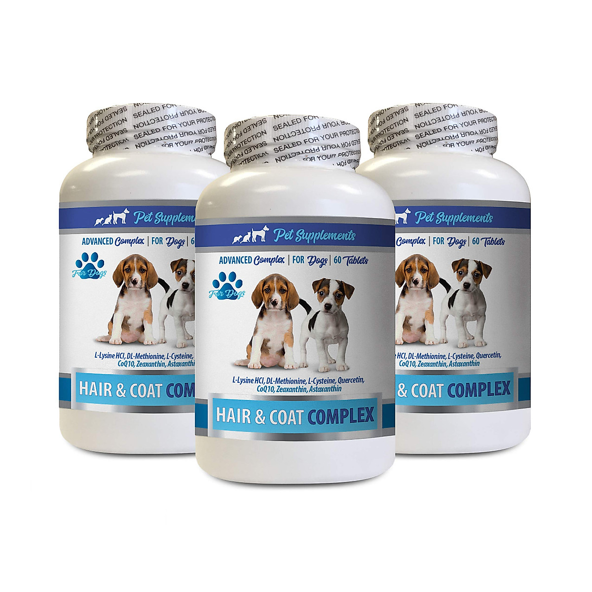 PET SUPPLEMENTS Dog Healthy Coat Vitamins - Dogs Hair and Coat Complex - Advanced Skin Relief - Good for Nails - Dog Vitamin c - 3 Bottles (180 Tablets)