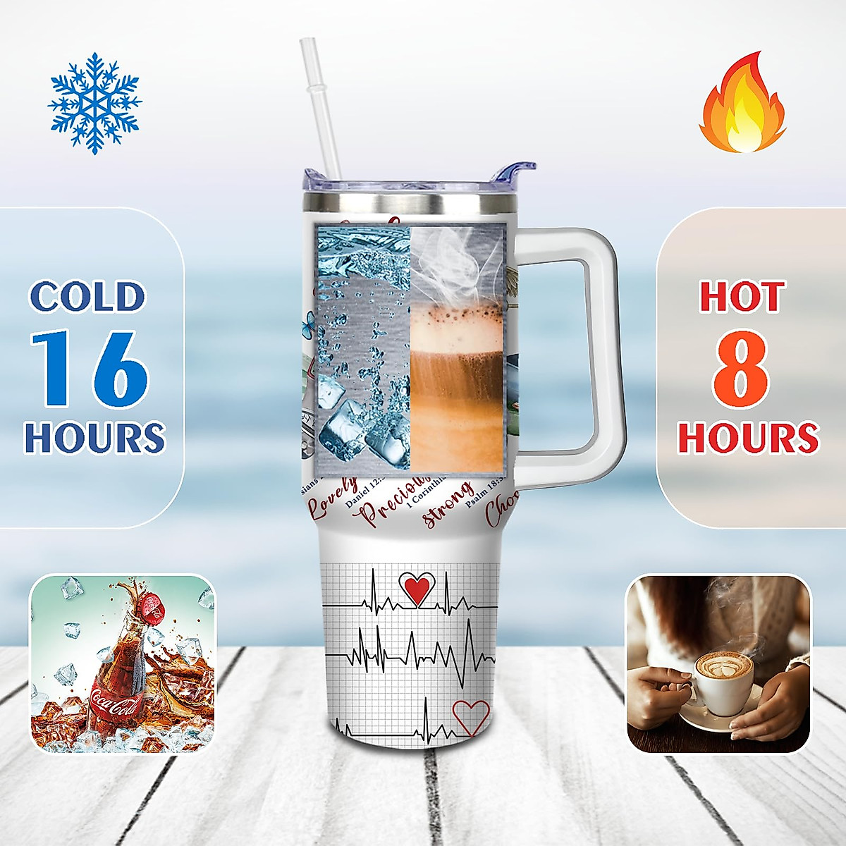 qoepfnsh Nurse Tumbler 40 oz Tumbler with Handle Christian Nurse Travel Coffee Mug Nurse Cup Stainless Steel Insulated 40oz Tumblers with Lid and Straw Nurse Gifts for Women