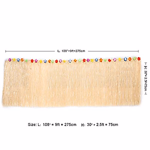 Hawaiian Luau Grass Table Skirt 9ft Luau Party Decorations Supplies for Tiki Bar Decorations, Moana Hawaiian Tropical Jungle Party Decorations Supplies