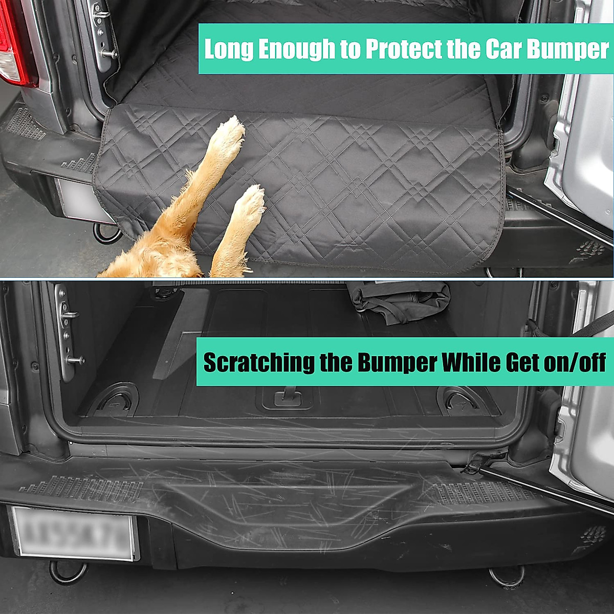 ANMOSVO for Ford Bronco Dog Cargo Liner 2024 - Waterproof Anti-Scratch & Anti-Slip Pet Trunk Cover with Side Flaps and Bumper Protector for Ford Bronco 6th Gen 4-Door Accessories 2021 2022 2023 2024