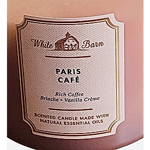 Bath & Body Works Paris Cafe White Barn Glass Scented 3 Wick Candle with Lid - Single