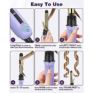Rotating Curling Iron, Professional 1 Inch Automatic Hair Curler Titanium Auto Hair Curling Iron Self Curling Wand with Long Barrel, 5 Adjustable Temps, 1H Auto Off, Dual Voltage & Anti-Scald